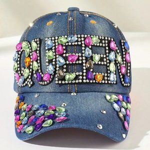 bling bling queen cap | Accessories | Rhinestone Bling Bling Demin ...
